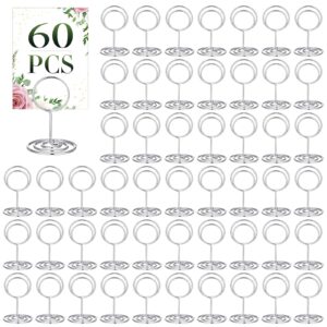 60 pcs table number holder mini place card holder 2 inch table number stands office memo holders table name card holder clips wire photo holder table sign stands for wedding menu picture (silver)