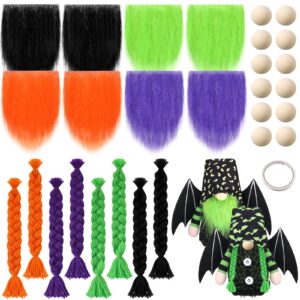 29 pcs halloween gnome accessories set gnome beards wooden gnome nose and braids craft diy gnomes for halloween christmas party supplies(multi colors)