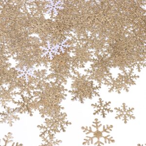 500 pieces snowflakes diy confetti for winter wonderland frozen party table decorations, christmas diy craft(gold)