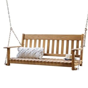 cambridge casual teak wood porch swing, teak frame, bentley