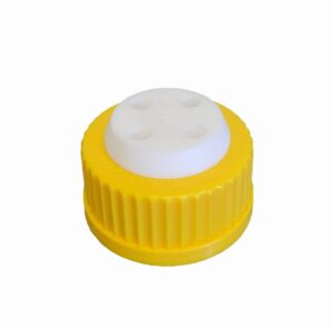 4- port solvent delivery cap for glass bottles, gl45, yellow, complete kit