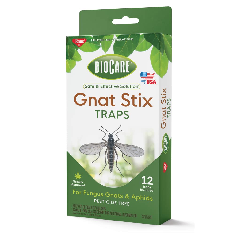 Enoz BioCare Gnat Stix for Fungus Gnats and Aphids, Pest Control for Plants and Greenhouses, Safe & Effective (12 Pack)