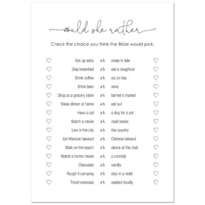 24 minimalist bridal shower game - would she rather