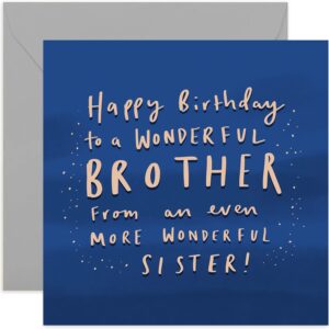 old english co. wonderful brother birthday card - funny birthday card for men| to brother from sister | blank inside & envelope included