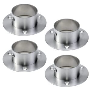 antrader 4-pack stainless steel closet rod flange 2-inch dia. adjustable socket bracket support holder for pipe（silver）