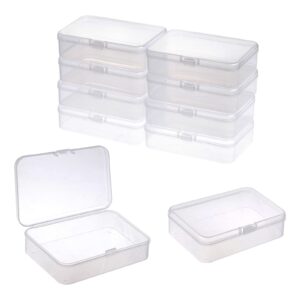 mulianbox small plastic box with lid 10 pack 3.54x2.36x0.8 inch clear small bead containers craft storage boxes for beads, jewelry making, sewing findings, clips, pins