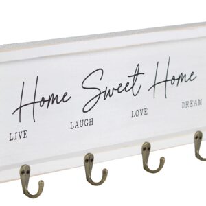 Windy Hill Collection 15" x 8" x 2" Home Sweet Home White 4 Hooks Holder Rack Wall Mounted Sign 107140