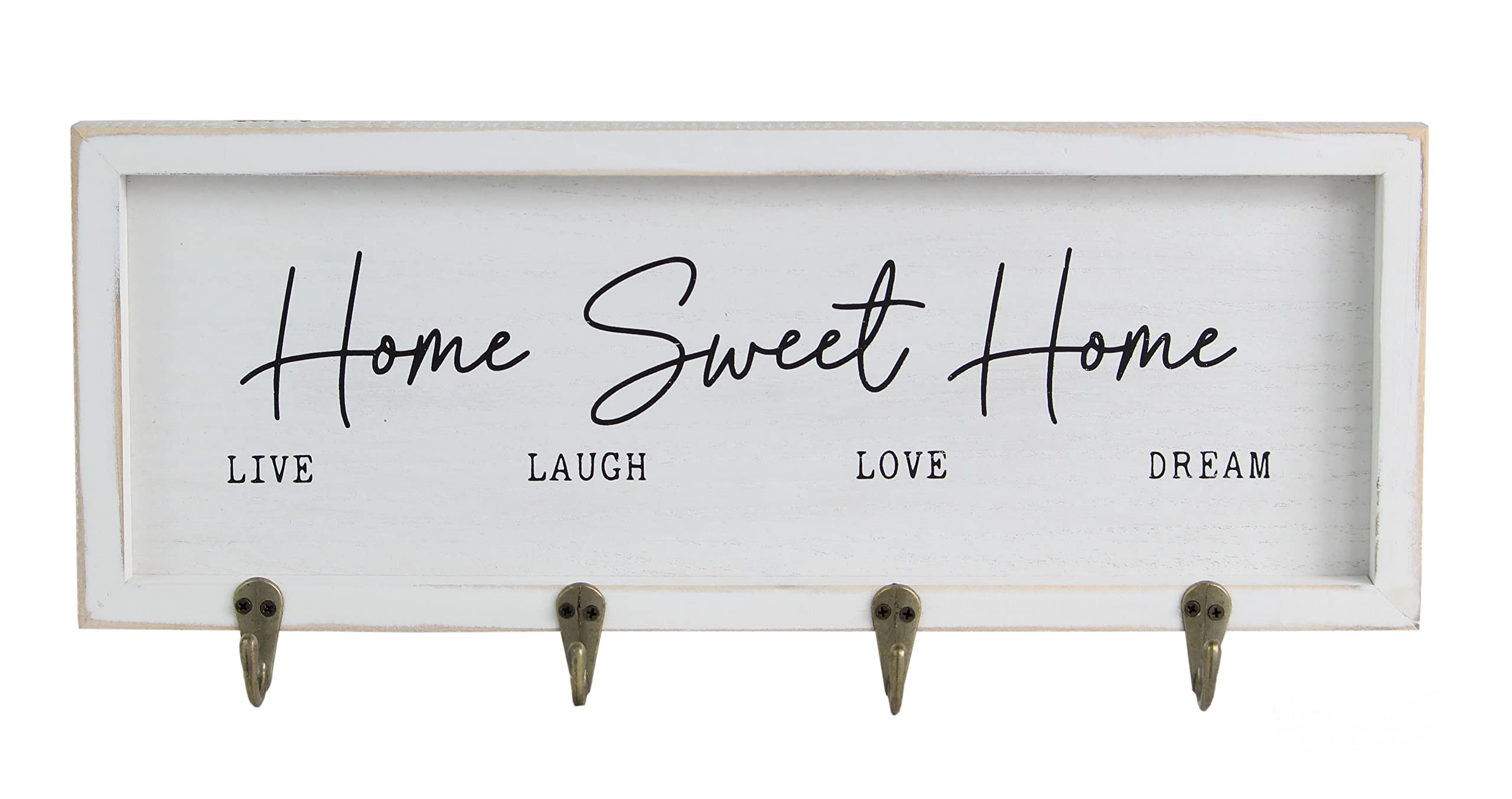 Windy Hill Collection 15" x 8" x 2" Home Sweet Home White 4 Hooks Holder Rack Wall Mounted Sign 107140