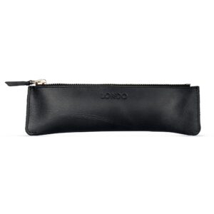 londo zippered genuine leather pen and pencil case cosmetic pouch