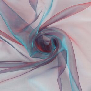 lightweight 2 tone voile fabric sheer organza iridescent turquoise with red - 58 inch by 5 yards