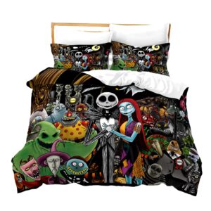 zitroho duvet cover sets, jack and sally valentine's day rose decor, 100% microfibe bedding set with pillow shams 3pcs bedding, no comforter (christmas-9, full)