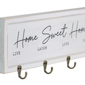 Windy Hill Collection 15" x 8" x 2" Home Sweet Home White 4 Hooks Holder Rack Wall Mounted Sign 107140