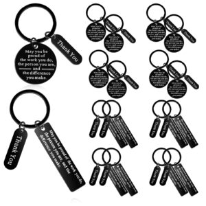 yinkin 16 pcs employee appreciation gifts bulk thank you gifts for coworker keychain for office christmas favors (black)