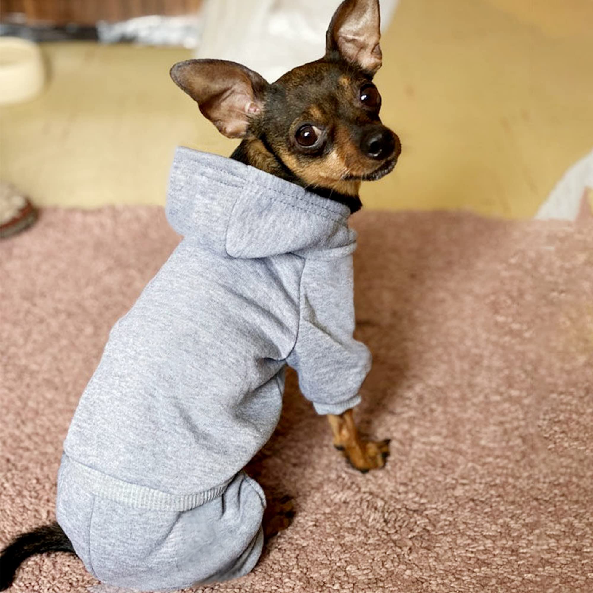 Dog Hoodie, Pet Jumpsuit Fleece Sweatshirt with Buttons, Dog Clothes, Dog Cold Weather Coats, Dog Pajamas, Winter Warm Cotton Puppy Hoodie 4 Legs Dog Clothes for Small Medium Large Dogs Cats Boy Girl