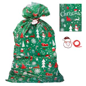 aboofx jumbo christmas bike bag 80" x 60" extra large christmas bags for bike, christmas bag bike with tags & string ties for bicycles heavy duty pack christmas decoration(red+green+white)