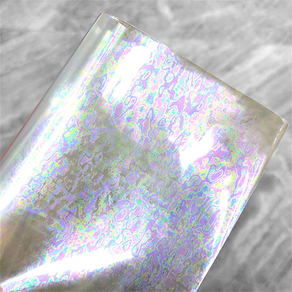 Iridescent Clear Film Laser Mirror Rainbow Transparent PVC Waterproof Vinyl Material for Bows Jewlery Bags Making DIY Crafts (Camo Patterns)