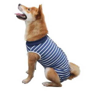 cochpr surgery suit for dogs recovery suit abdominal wound puppy surgical clothes post-operative vest pet after surgery wear substitute (xxxl, blue and white)