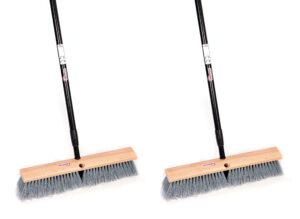 american select tubing pbme18001-2 18" multi-surface push broom with sturdy extendable handle (2 pack)