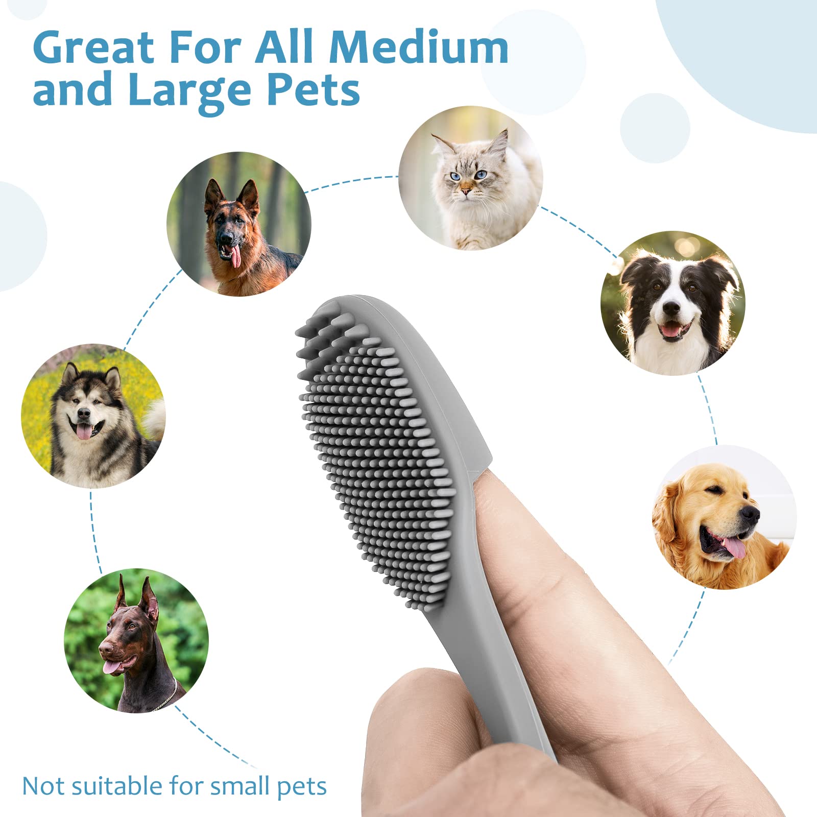 Qishare Dog Finger Toothbrush, Dog Tooth Brushing Kit with Food Grade Silicone, Keep Dog's Mouth Clean and Reduce Gum Disease, Teeth & Gums Care Kit for Dogs, Cats, and Pets (Pack of 3)