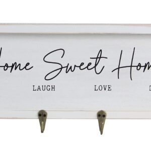 Windy Hill Collection 15" x 8" x 2" Home Sweet Home White 4 Hooks Holder Rack Wall Mounted Sign 107140