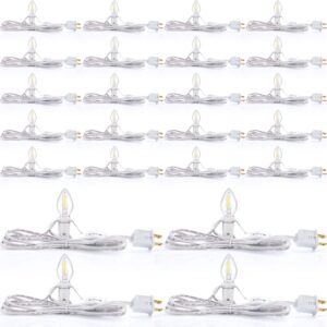 24 packs accessory cord with led light bulb, 6 ft warm light accessory cord kit (white)