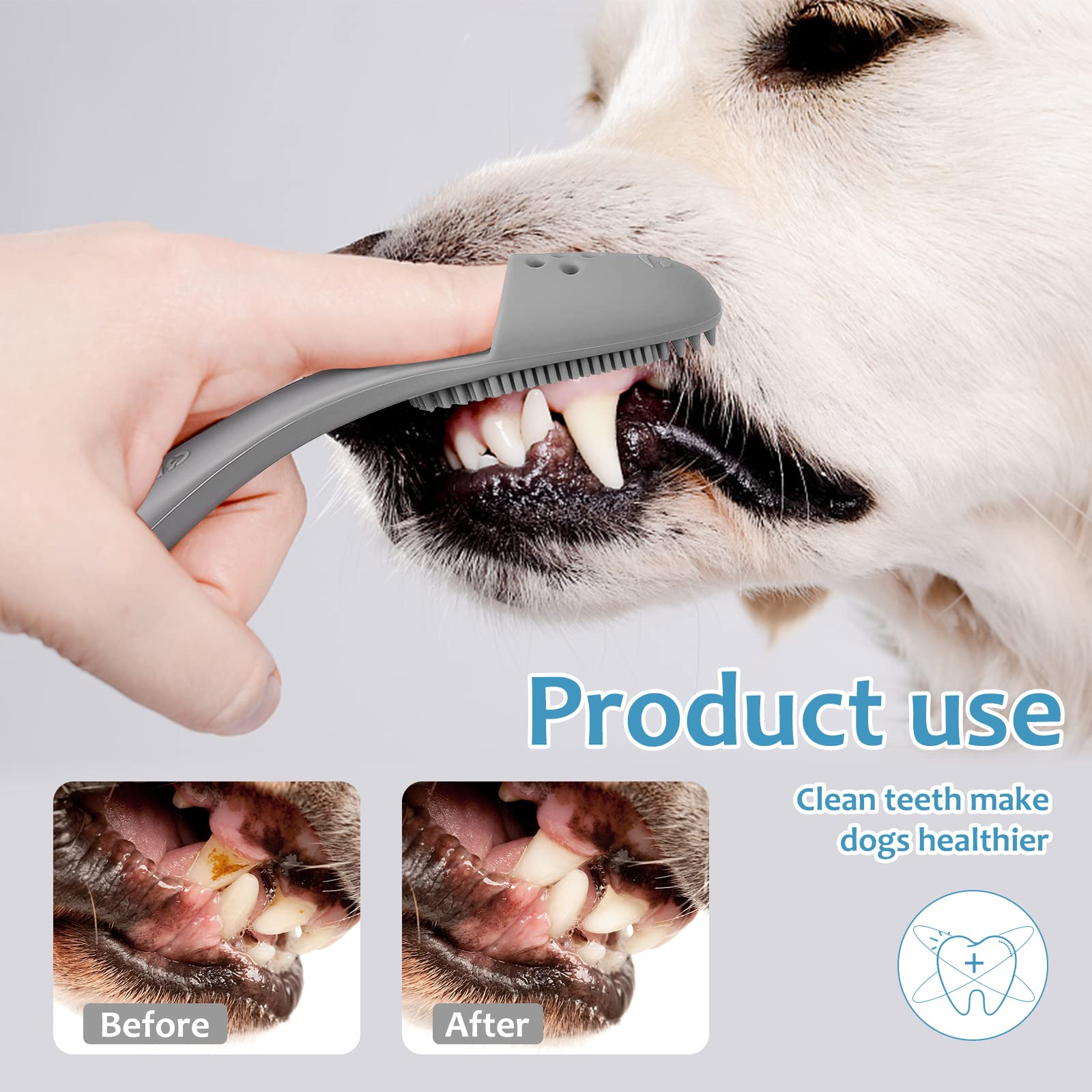 Qishare Dog Finger Toothbrush, Dog Tooth Brushing Kit with Food Grade Silicone, Keep Dog's Mouth Clean and Reduce Gum Disease, Teeth & Gums Care Kit for Dogs, Cats, and Pets (Pack of 3)