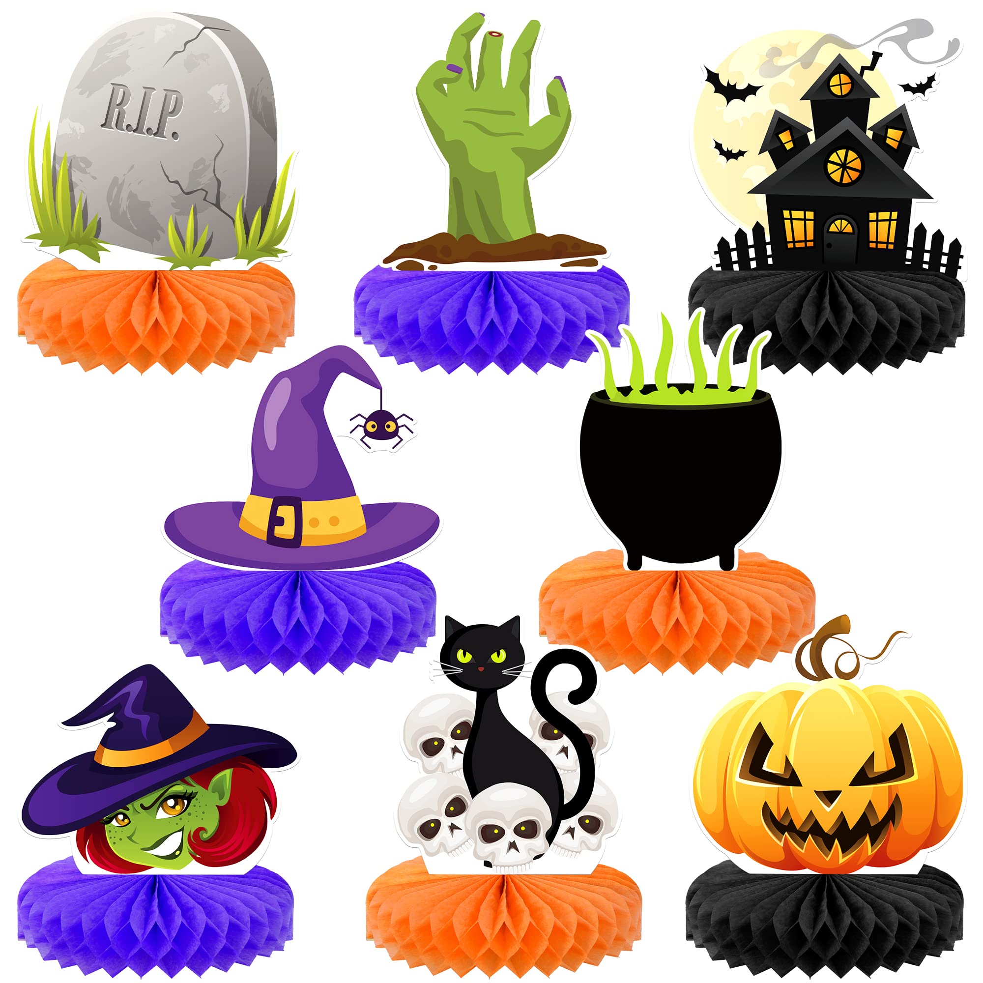 KatchOn, Halloween Centerpieces for Tables - Pack of 8 | Spooky Halloween Birthday Centerpiece for Halloween Table Decorations | Scary Halloween Centerpieces for Pumpkin Halloween Party Decorations