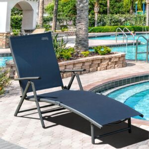 natural expressions chaise lounge outdoor, aluminum pool lounger chairs portable folding patio recliner chair with 7 position adjustable backrest for beach, backyard, poolside,lawn supports 300 lbs