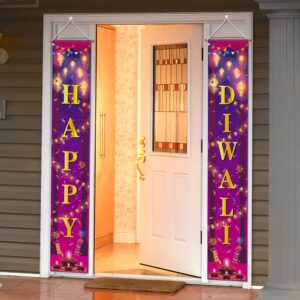 anvavo happy diwali hanging banner festival of lights porch sign banner polyester diwali wall banner outdoor decor indian diwali party supplies