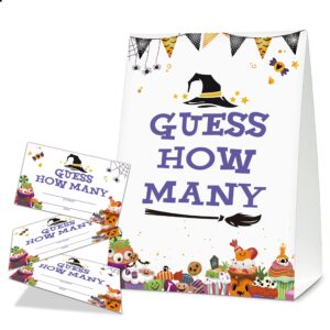 halloween bridal shower game sign and card, halloween guess how many party game set, 1 sign with 50 guess tickets –lk-012