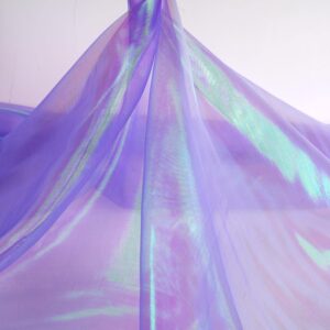 sheer iridescent organza fabric 58 inches wide - 5 yards precut - shinny wedding party decor fairy costume voile doll clothes sewing - purple