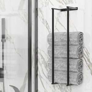 birosnsy towel racks for bathroom wall mounted rolled towel holders towel storage organizer for small bathroom mounted towel rack holds hand towels robes towels washcloths in bathroom/rv/camper black