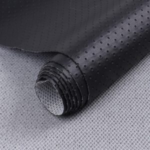 black soft semi perforated leather fabric 0.6mm faux marine vinyl leather sheet breathable & wear resisting for vehicle interior,furniture seats,hand made (5yard)