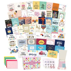 60 unique birthday cards,birthday cards bulk with message inside,5 x 7 inches happy birthday cards assortment,assorted birthday cards with envelopes and stickers in birthday cards bulk boxed set.