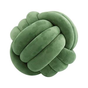 cinyana knot ball throw pillow plush toy household decoration bed room office sofa couch decor simple knotted pillow 3-strand cotton ropes weaving (9.8", olive green)