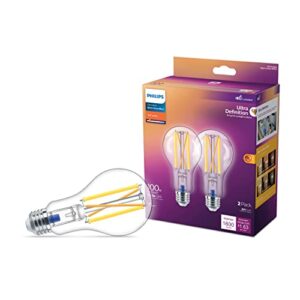 philips led a21 ultra definition dimmable led light bulbs - flicker-free 100w light bulbs with eyecomfort technology - soft white 2700k lightbulb - 1600 lumen - e26 base - 2 pack