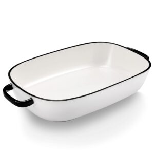 6 quart large rectangular baking dish, 16x11 inches ceramic baking pan casserole dish for cooking,kitchen and daily use, safe for oven microwave refrigerator disinfection cabinet and dishwasher,white