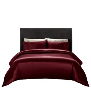 rajan linen oversize king duvet cover 4 piece satin oversize king size wine duvet cover set (duvet cover + fitted sheet 19'' + 2 pillow cases) zipper closure