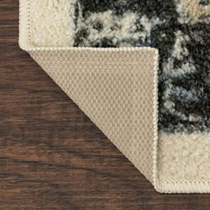 Maples Rugs Caprice Boho Medallion Trellis Kitchen Rugs Non Skid Accent Area Carpet [Made in USA], Neutral/Blue, 2'6" x 3'10"