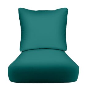 rsh decor: deep seating cushion with pillow back | 23" x 24” seat | water and fade-resistant spun fabric | outdoor chair cushion set for patio furniture | peacock