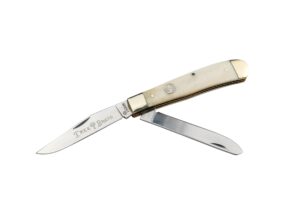 boker manufaktur traditional series trapper 2.0 – updated 2-blade trapper pocket knife, edc folder with d2 blade, multiple handle options, 2023 (white bone)