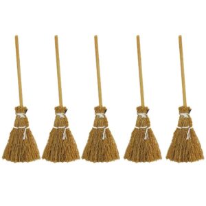 toyvian witch broom witch broom 5pcs artificial mini broom miniature broom props mini straw broom fairy hopuse micro landscape decoration witch broomstick cinnamon broom