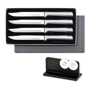 rada 4-piece utility knife set stainless steel steak knives with knife sharpener