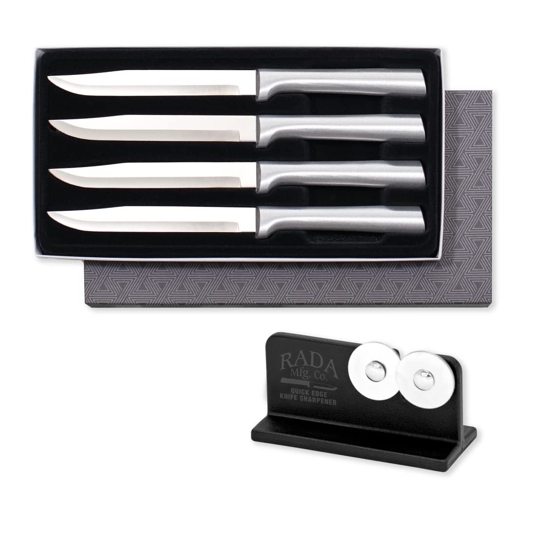 RADA 4-Piece Utility Knife Set Stainless Steel Steak Knives with Knife Sharpener