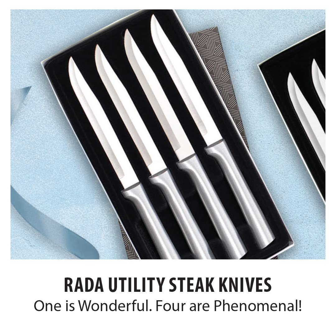 RADA 4-Piece Utility Knife Set Stainless Steel Steak Knives with Knife Sharpener