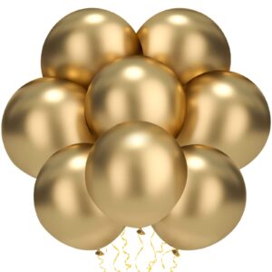 gold metallic chorme balloons latex party balloons - 20 pack 18 inch big gold balloons large round helium balloons for baby shower wedding graduation birthday gold themed party decorations