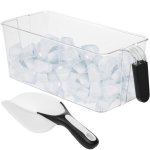 clear plastic storage bin with scoop - laundry room organization refrigerator freezer ice bin with pull out handle - acrylic organizer bhome & co - small