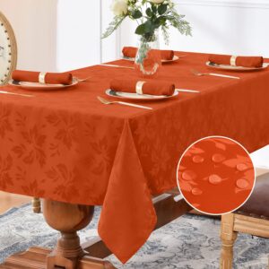 romanstile fall jacquard rectangle tablecloth - thanksgiving harvest waterproof table cloths autumn heavy weight fabric table covers for dinner/parties/holiday - 52 x 70 inch, burnt orange