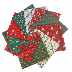 10pcs christmas cotton fabric bundles 10" x 10" printed pre-cut squares sheets fabric for patchwork sewing diy crafting quilting fabric