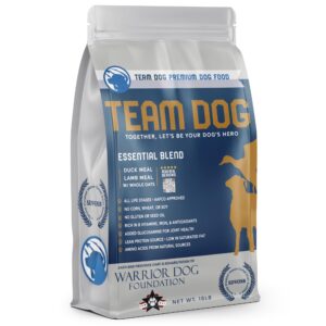 team dog essential blend duck & lamb dog food with whole oats | sensitive stomach dog food | gluten free, gmo free, no corn, wheat or soy | all life stage formula (15 lb dry dog food)